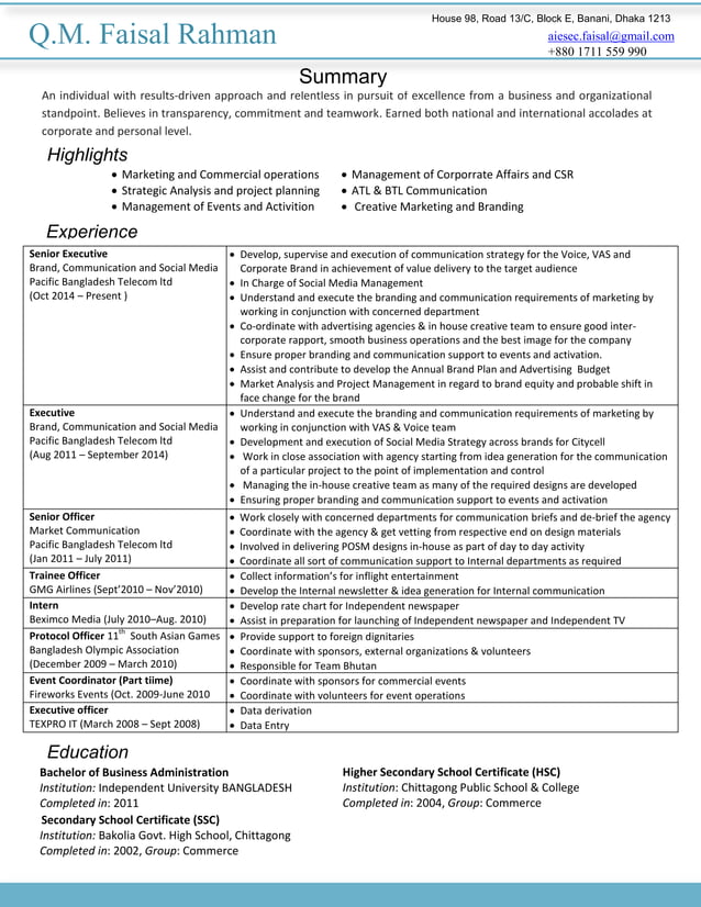 FAISAL RAHMAN CV_2Pg_ 2016 | PDF