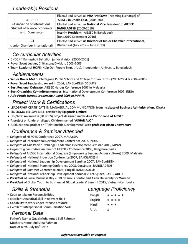 FAISAL RAHMAN CV_2Pg_ 2016 | PDF