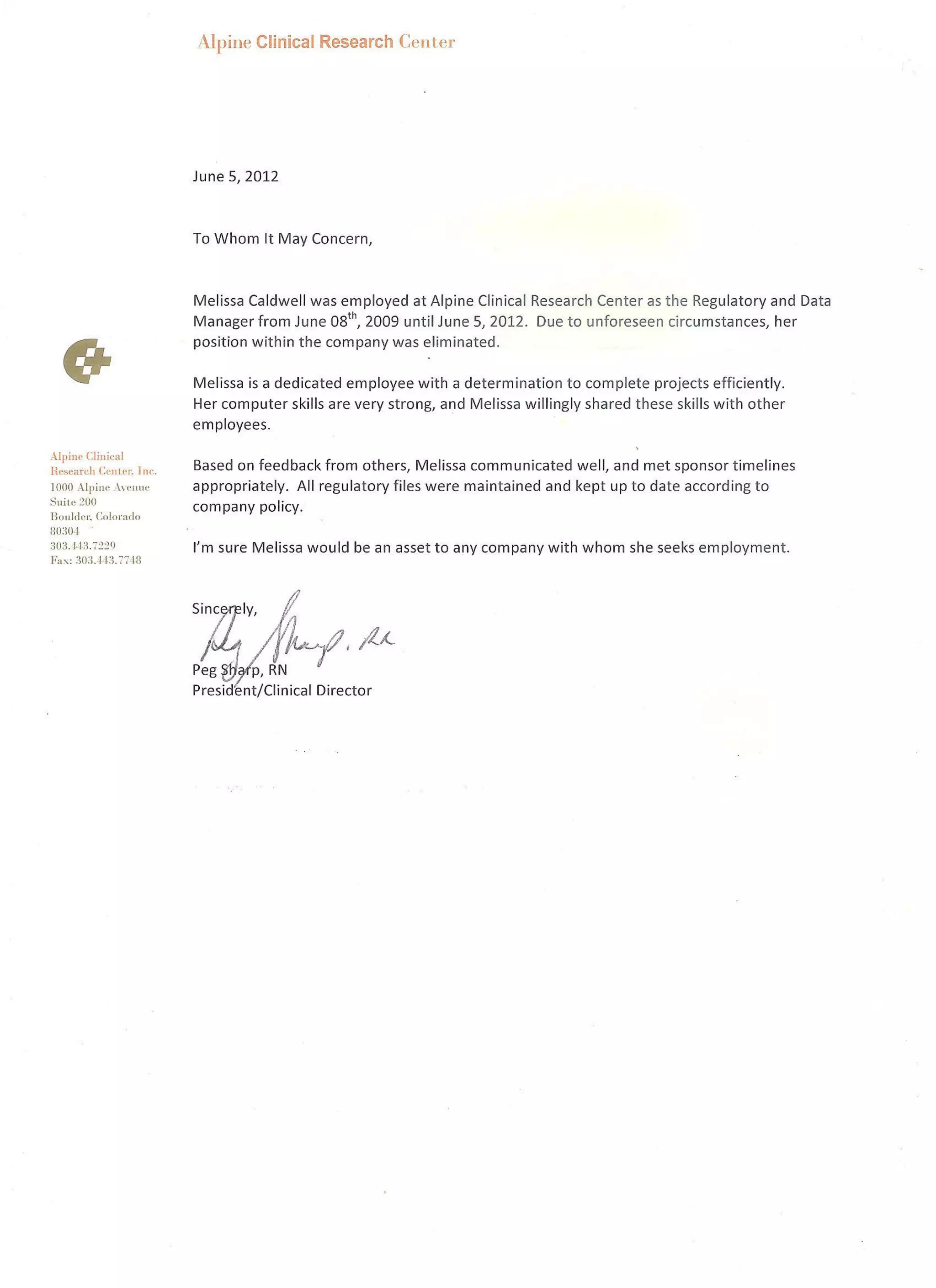 Alpine Letter of Recomendation 001 | PDF