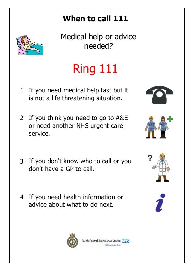 when to call 111 - easy read