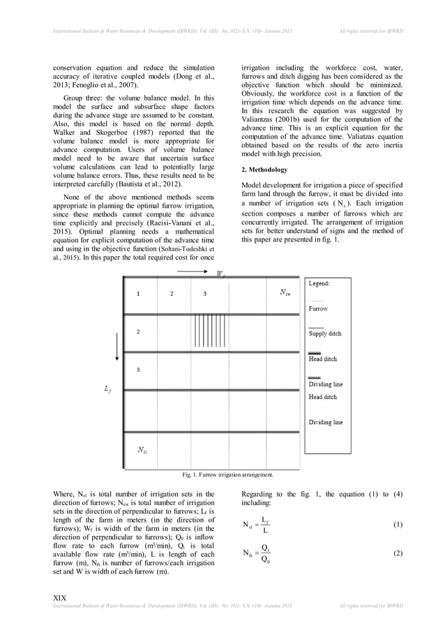 18- (IBWRD) Developing an Optimal Design Model of Furrow Irrigation ... 18- (IBWRD) Developing an Optimal Design Model of Furrow Irrigation ...