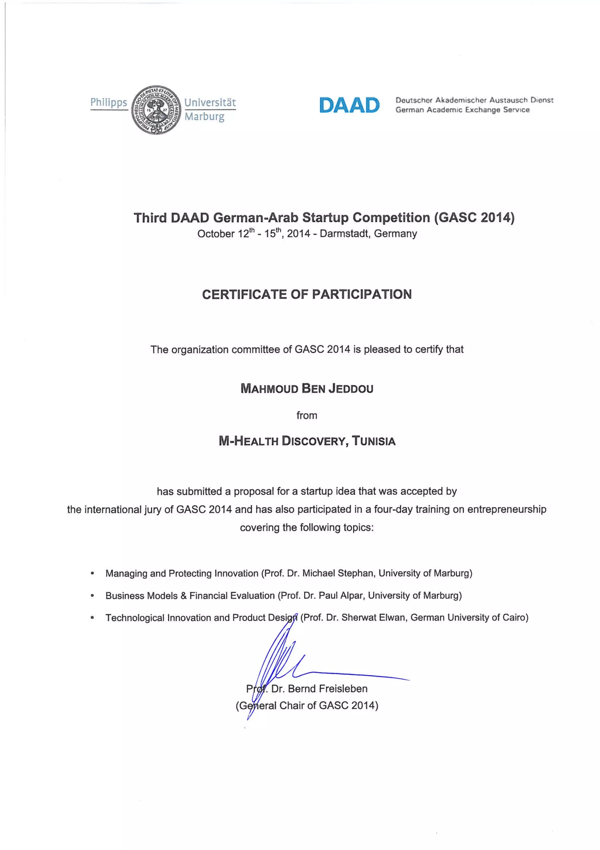 Participant Certificate – DAAD | PDF