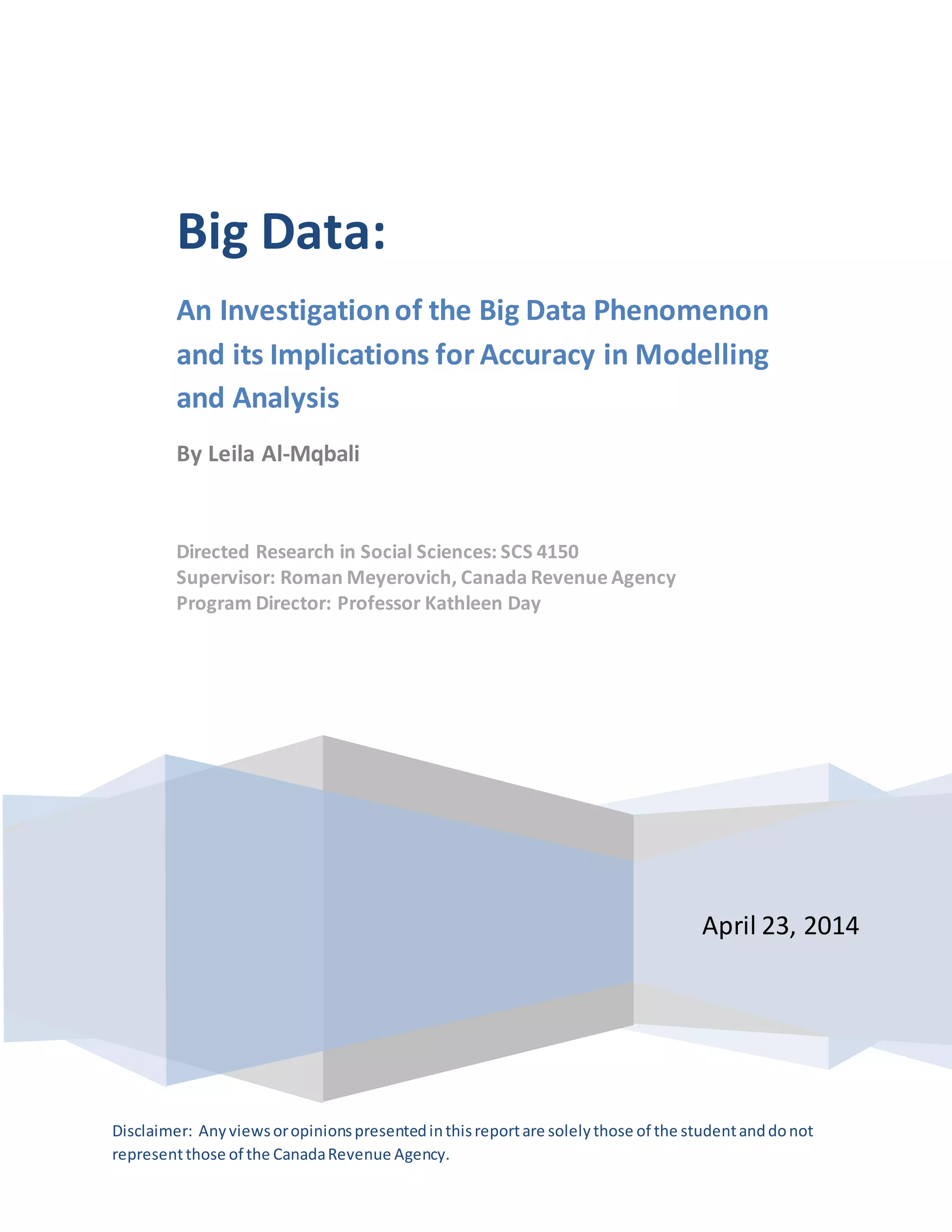 Al-Mqbali, Leila, Big Data - Research Project | DOCX | Databases | Computer Software and ...