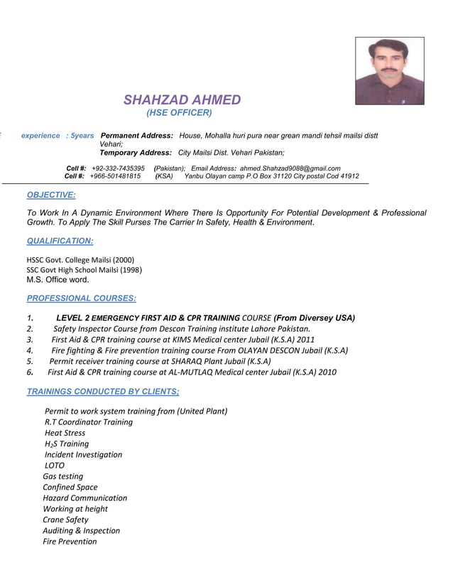 Shahzad Ahmed CV | PDF