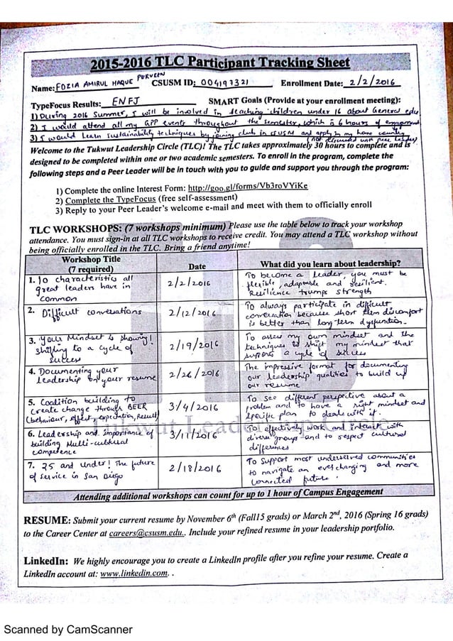 TLC tracking sheet | PDF