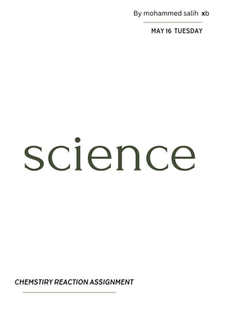 Chemistry assignment | PDF