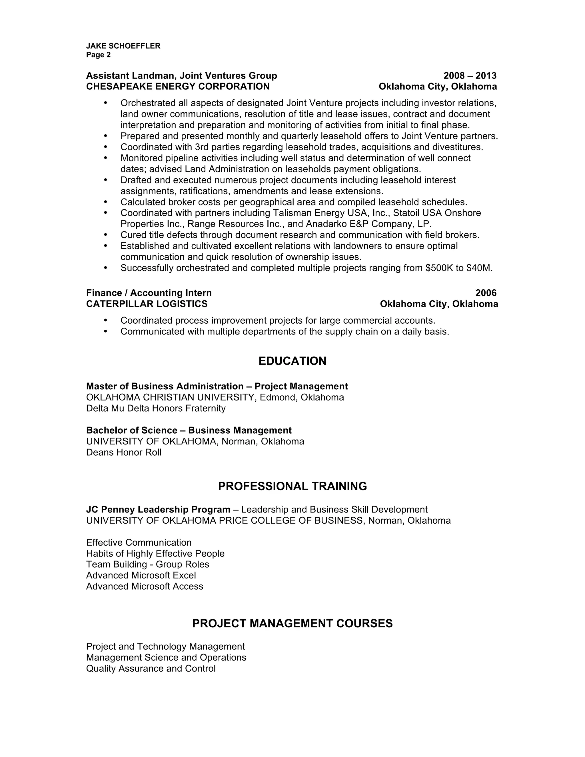 JAKE SCHOEFFLER's - Resume | PDF