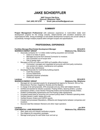 JAKE SCHOEFFLER's - Resume | PDF