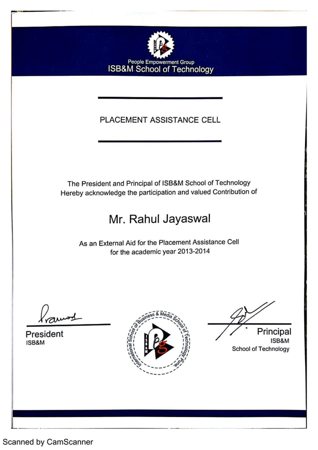 Placement Certificate | PDF
