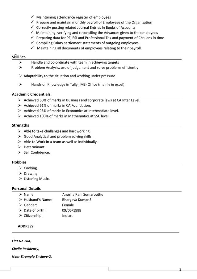 Anusha Resume | PDF