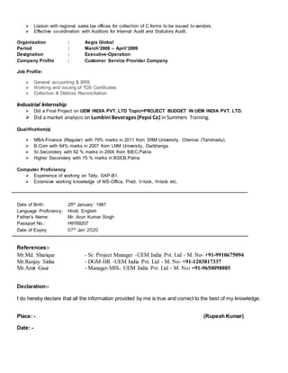 MBA_Rupesh_Kumar_CV | PDF