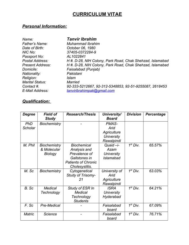 CURRICULUM_VITAE TANVIR IBRAHIM | PDF