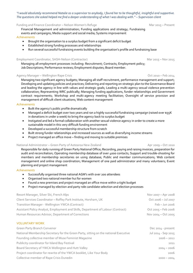 Natalie Gousmett_CV2016 | PDF