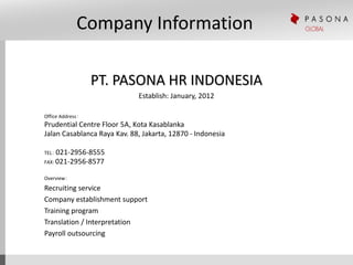 PT Pasona HR Indonesia_Company Profile (English) | PDF