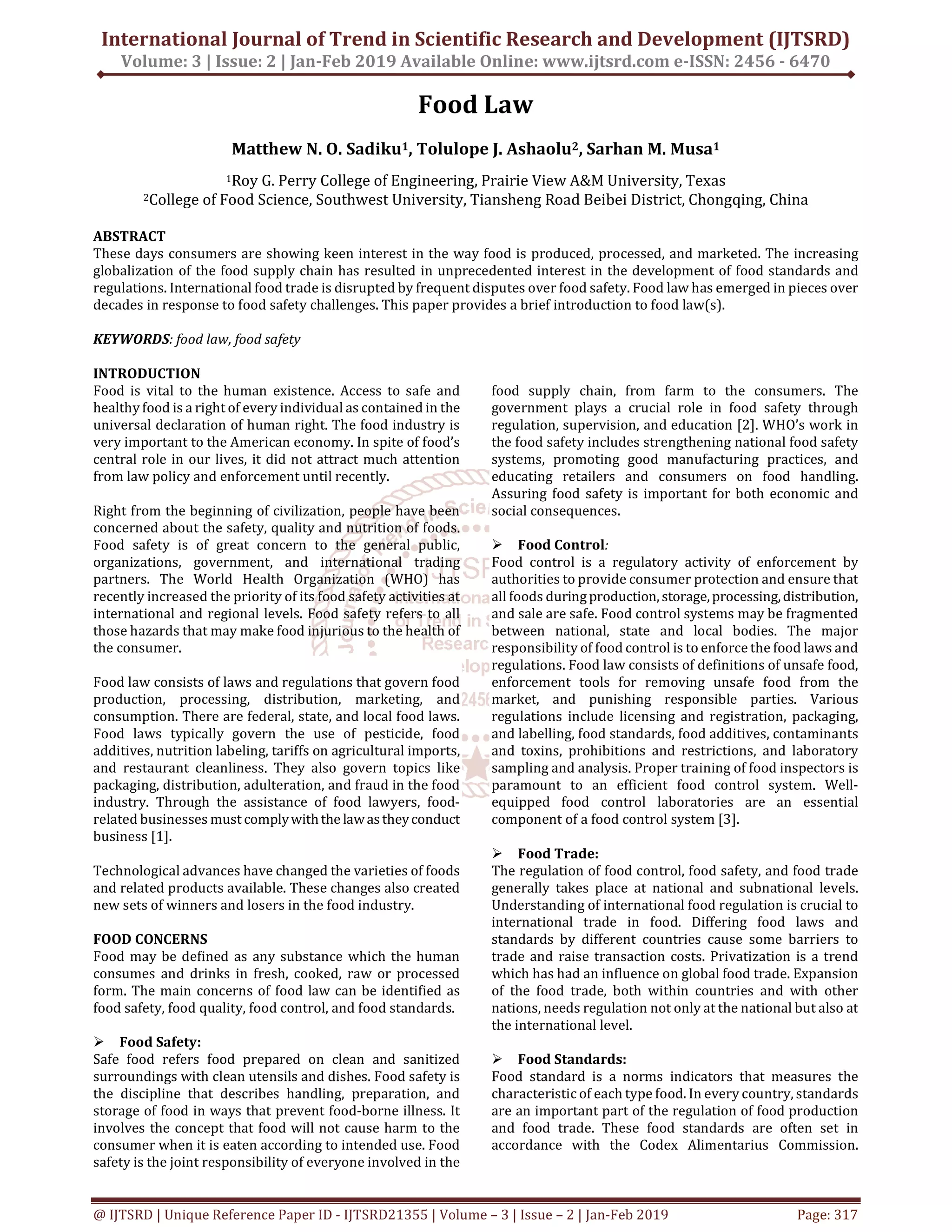 Food Law | PDF