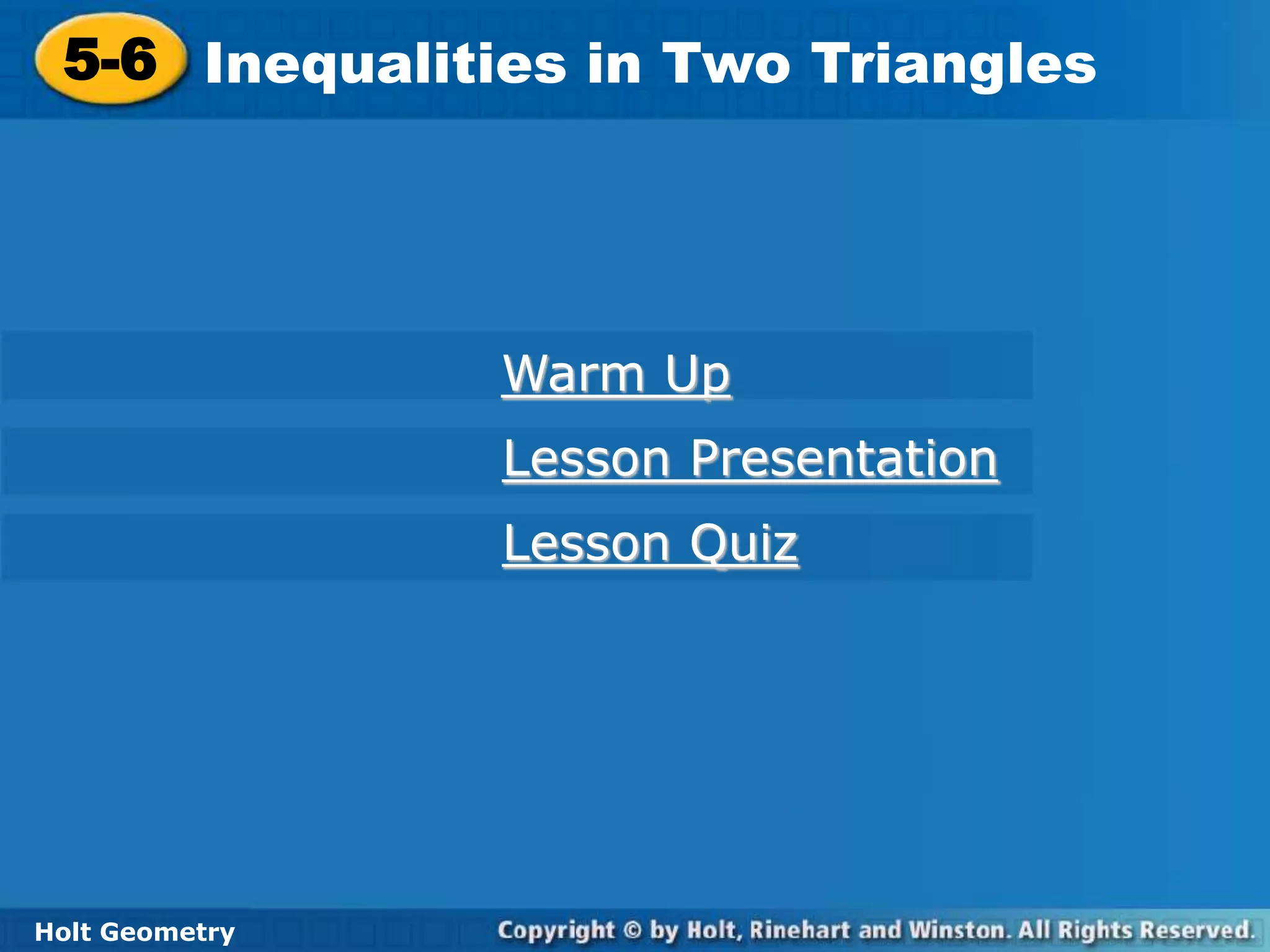 Geometry Inequalities in Triangles | PPT