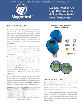 Eclipse Model 706 High Performance Guided Wave Radar Level Transmitter ...
