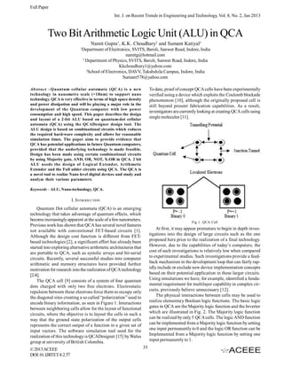 Two Bit Arithmetic Logic Unit (ALU) in QCA | PDF | Chemistry | Science