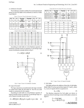 Two Bit Arithmetic Logic Unit (ALU) in QCA | PDF