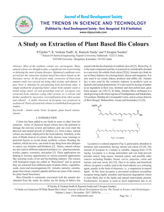 A Study on Extraction of Plant Based Bio Colours | PDF