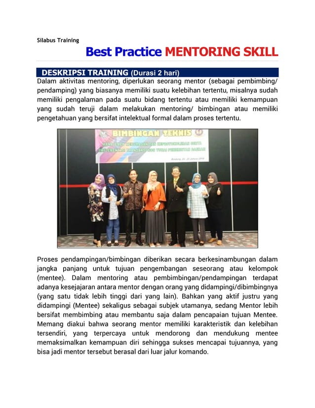 Silabus Training "Best Practice MENTORING SKILL" | PDF