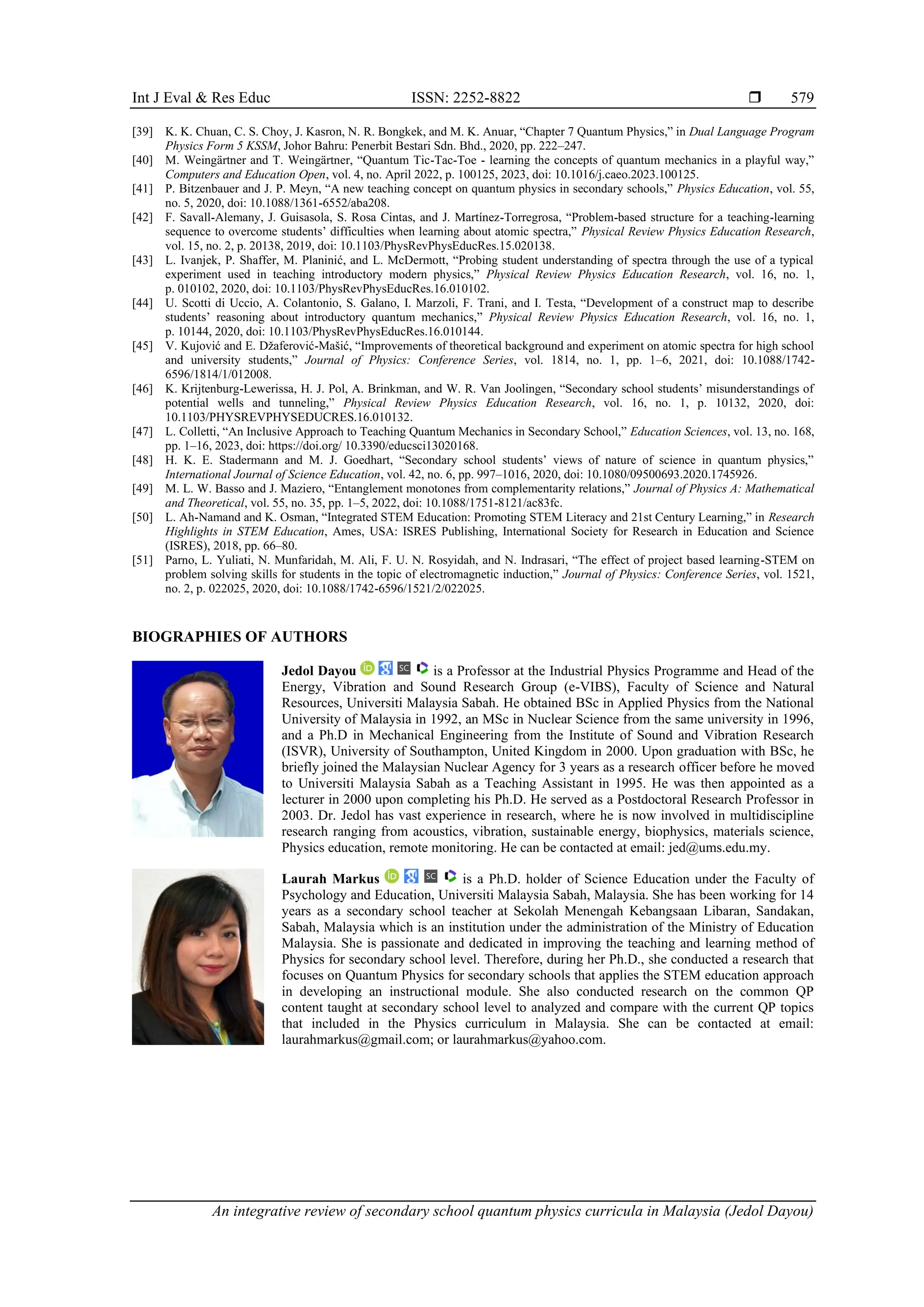 An integrative review of secondary school quantum physics curricula in Malaysia | PDF