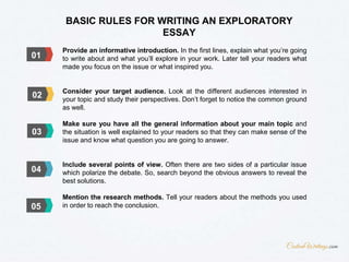 Exploratory Essay Questions