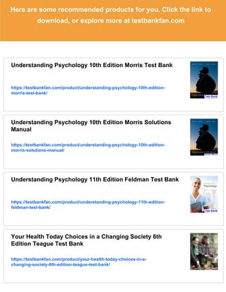 Understanding Psychology 11th Edition Morris Test Bank | PDF