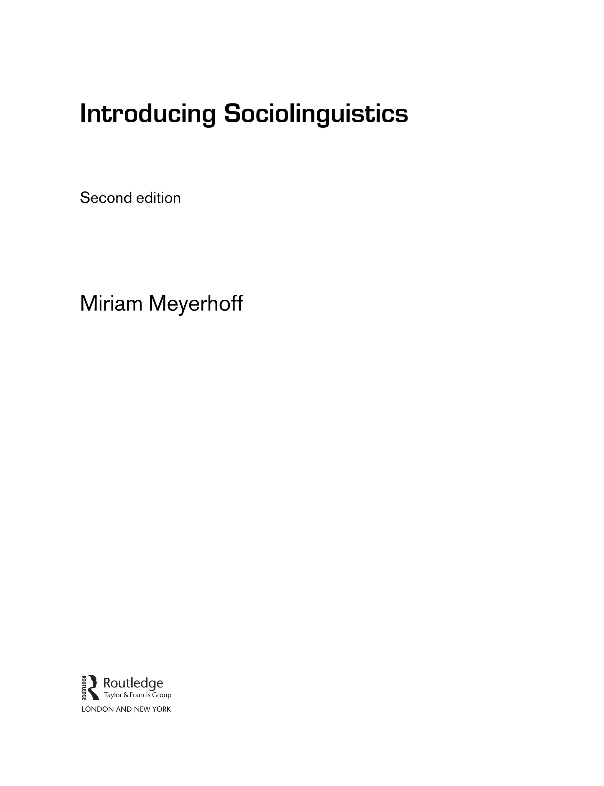 Introducing Sociolinguistics 2nd Edition Miriam Meyerhoff | PDF