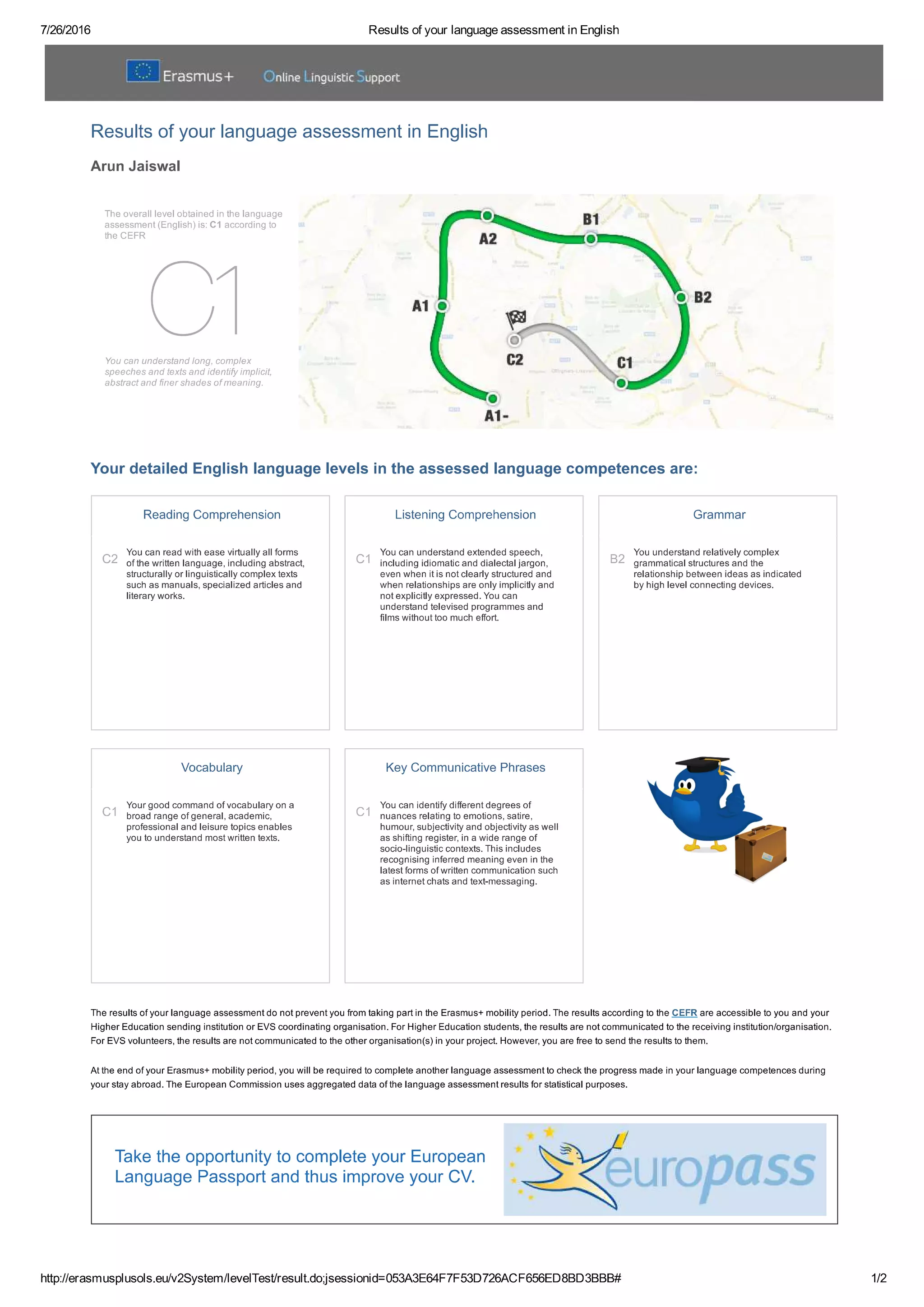 Europass - European language levels - Self Assessment Grid | PDF
