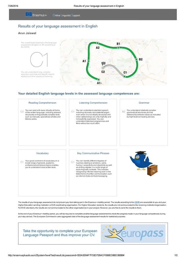 Europass - European language levels - Self Assessment Grid | PDF