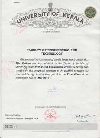 Degree certificate front | PDF