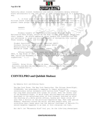 COINTELPRO REVISITED-FBI Domestic Intelligence Activities... | PDF