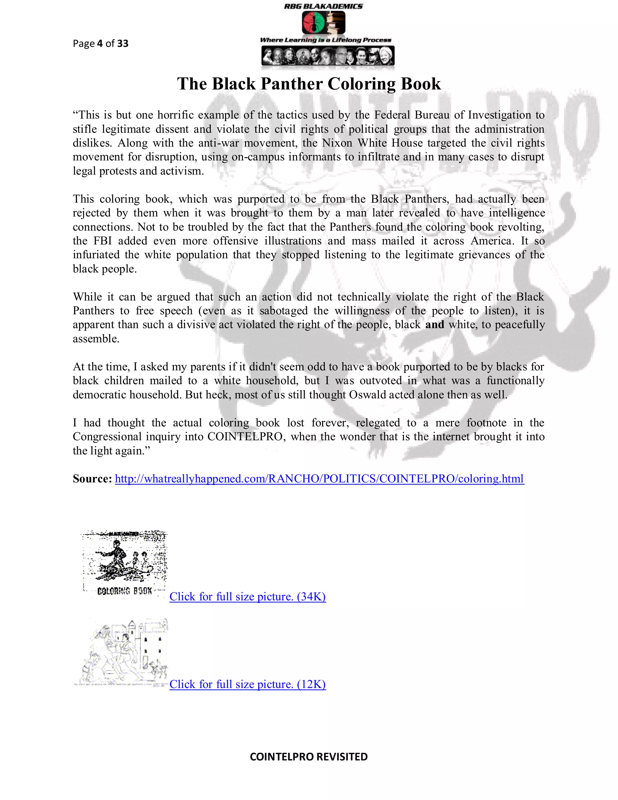 COINTELPRO REVISITED-FBI Domestic Intelligence Activities and the Sab…