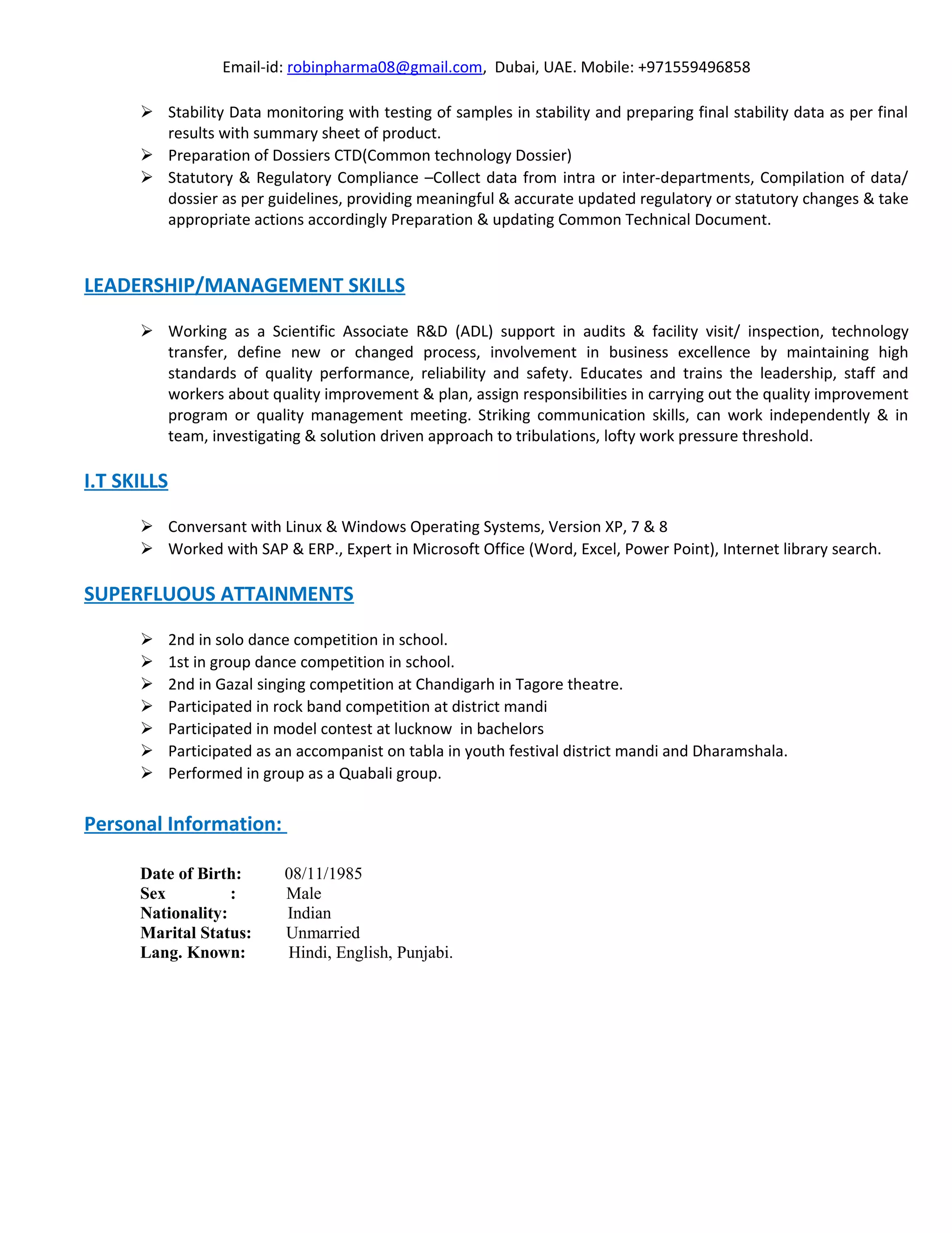 ROBIN SHARMA CV | DOC