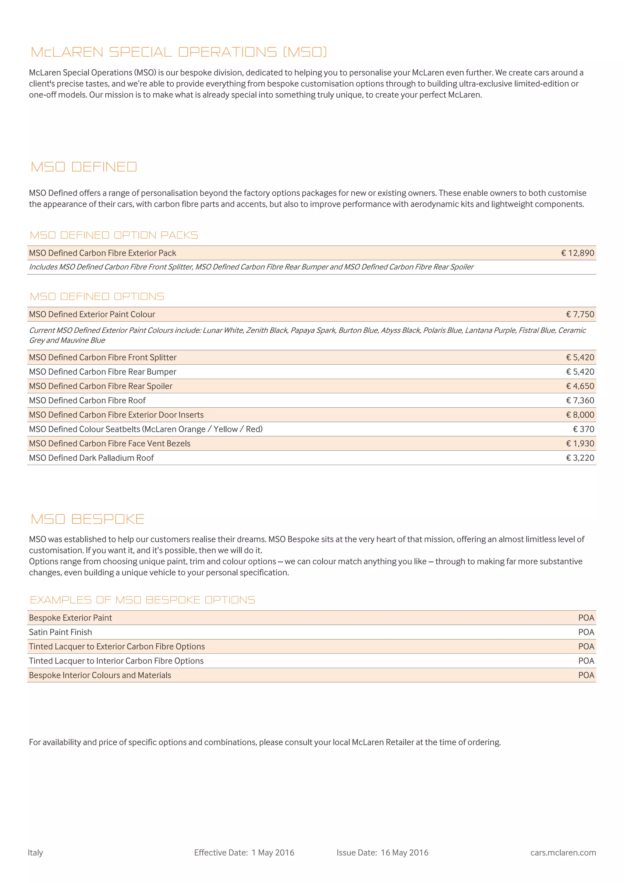 Listino Prezzi McLaren 570S | PDF