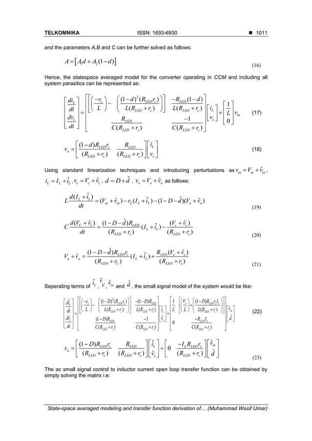 State-space averaged modeling and transfer function derivation of DC-DC boost converter for high ...