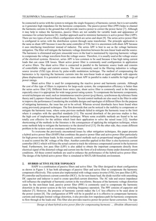 Design of shunt hybrid active power filter for compensating harmonic ...