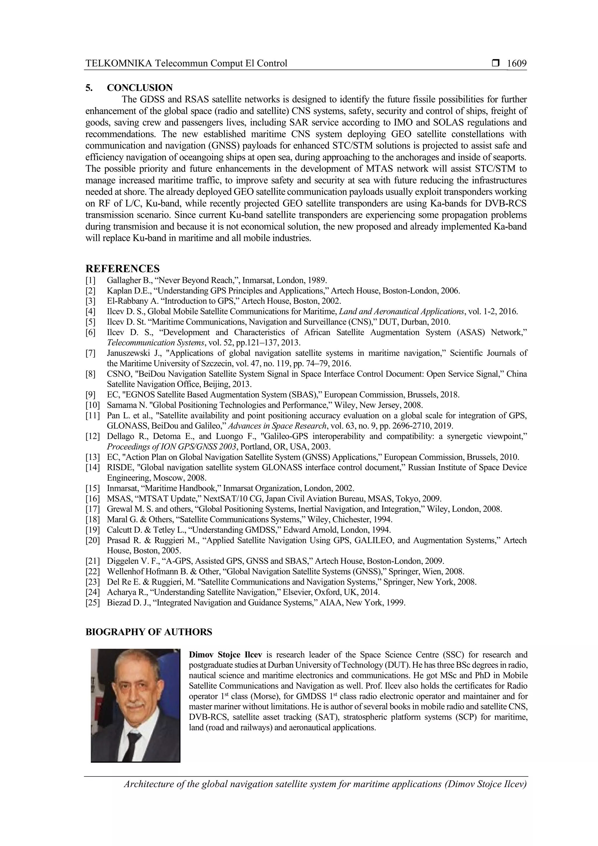 Architecture of the global navigation satellite system for maritime ...