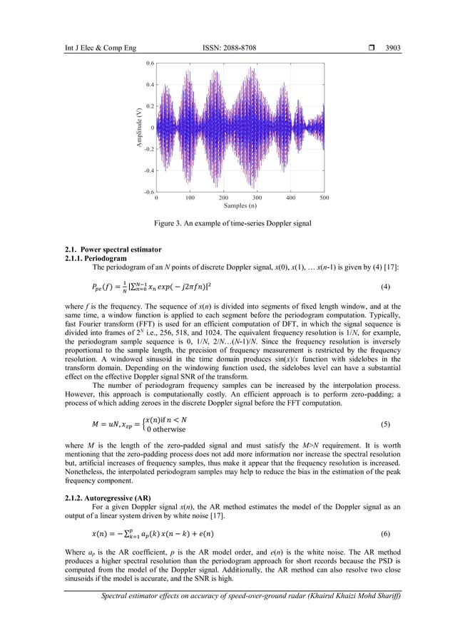 Spectral estimator effects on accuracy of speed-over-ground radar | PDF