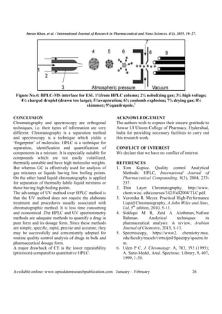 ANALYTICAL TECHNIQUES (CHROMATOGRAPHY, SPECTROSCOPY, ELECTROPHOROSIS ...