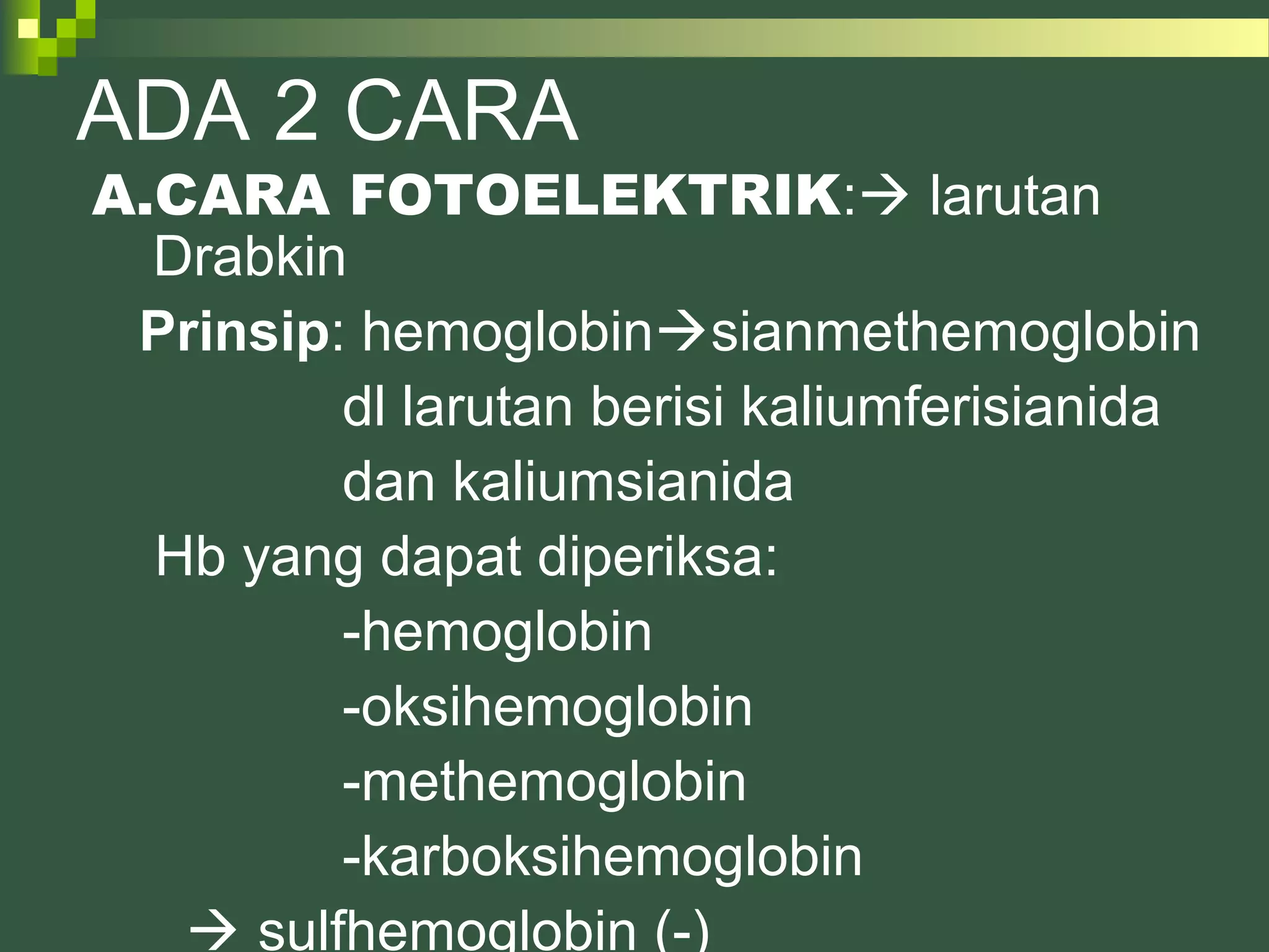 Penetapan kadar hemoglobin | PPT