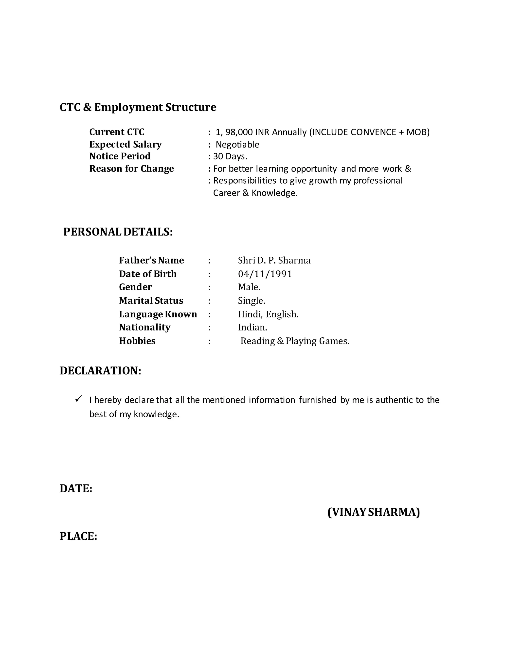 vinay c.v.-2 NEW | DOCX | Business Accounting & Finance | Business