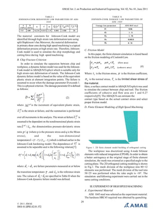 Finite Element Simulation and Experiment of Chip Formation Process during High Speed Machining ...