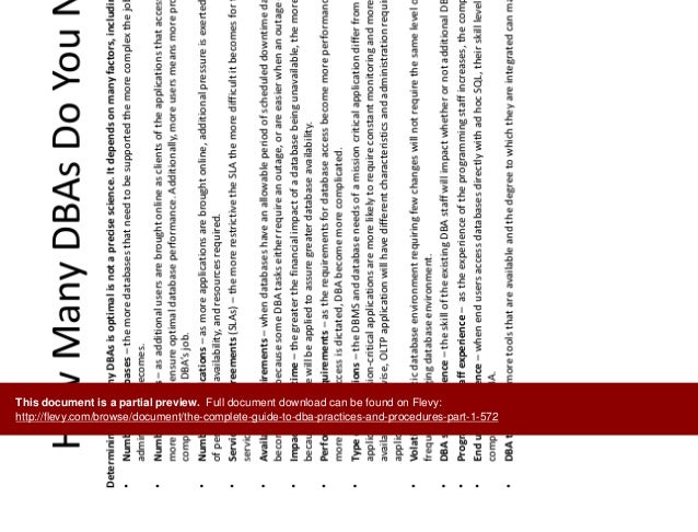 The Complete Guide To Dba Practices And Procedures Part 1