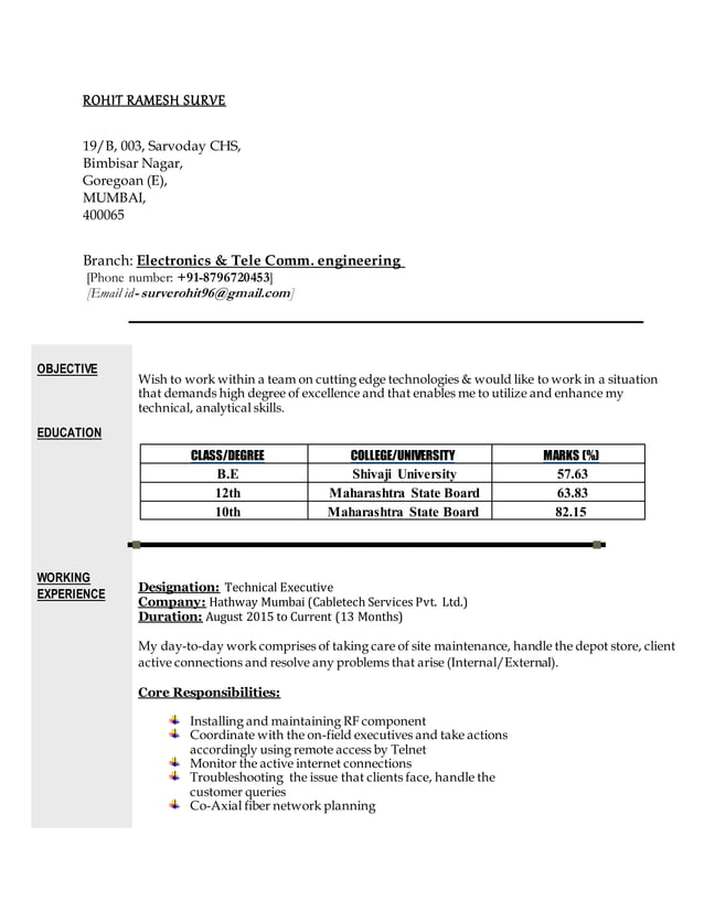 ROHIT RAMESH SURVE RESUME | PDF