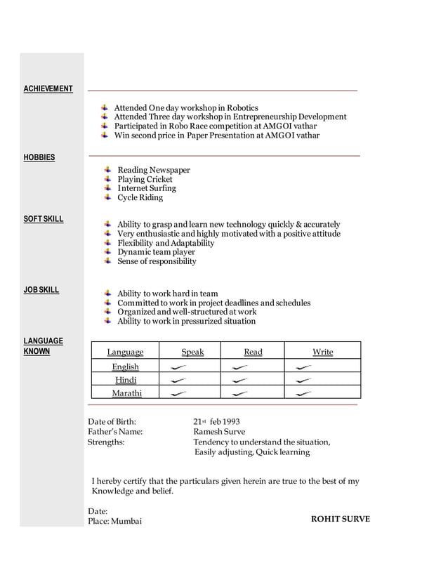ROHIT RAMESH SURVE RESUME | PDF | Free Download