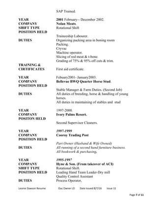 Leonie Dawson Buckley Resume 2016 | DOC