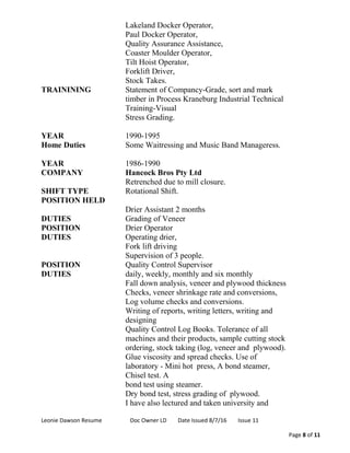 Leonie Dawson Buckley Resume 2016 | DOC