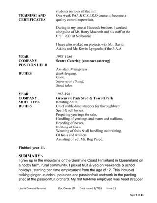 Leonie Dawson Buckley Resume 2016 | DOC